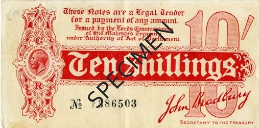 British 10 shilling Banknote (1st Series) Issued 1914 - We Buy All Currency