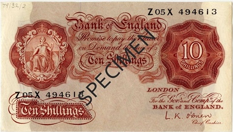 British 10 shillings Banknote (3rd issue) Issued 1948 - We Buy All Currency