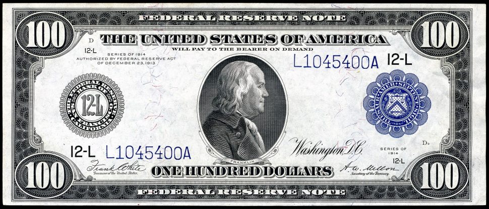US 100 Dollar Banknote (Blue Seal) First Issued 1914 - We Buy All Currency