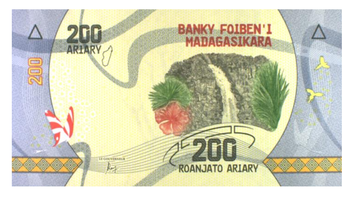 200 Malagasy Ariary banknote (Amber Mountains Waterfall) Issued 2017 ...